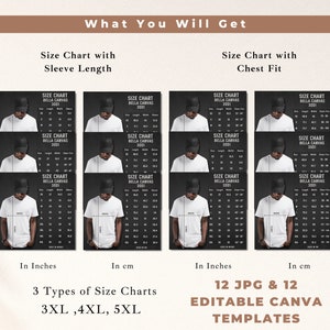 Bella Canvas 3001 Size Chart Male Model White T Shirt Mockup Editable ...