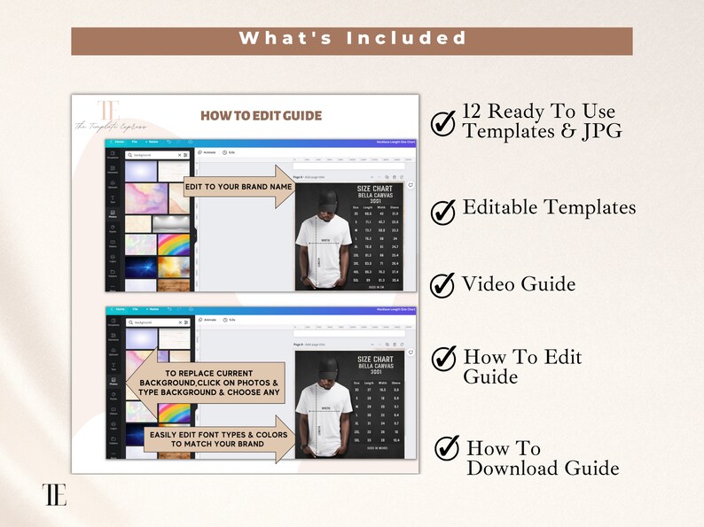 Bella Canvas 3001 Size Chart Male Model White T Shirt Mockup Editable ...
