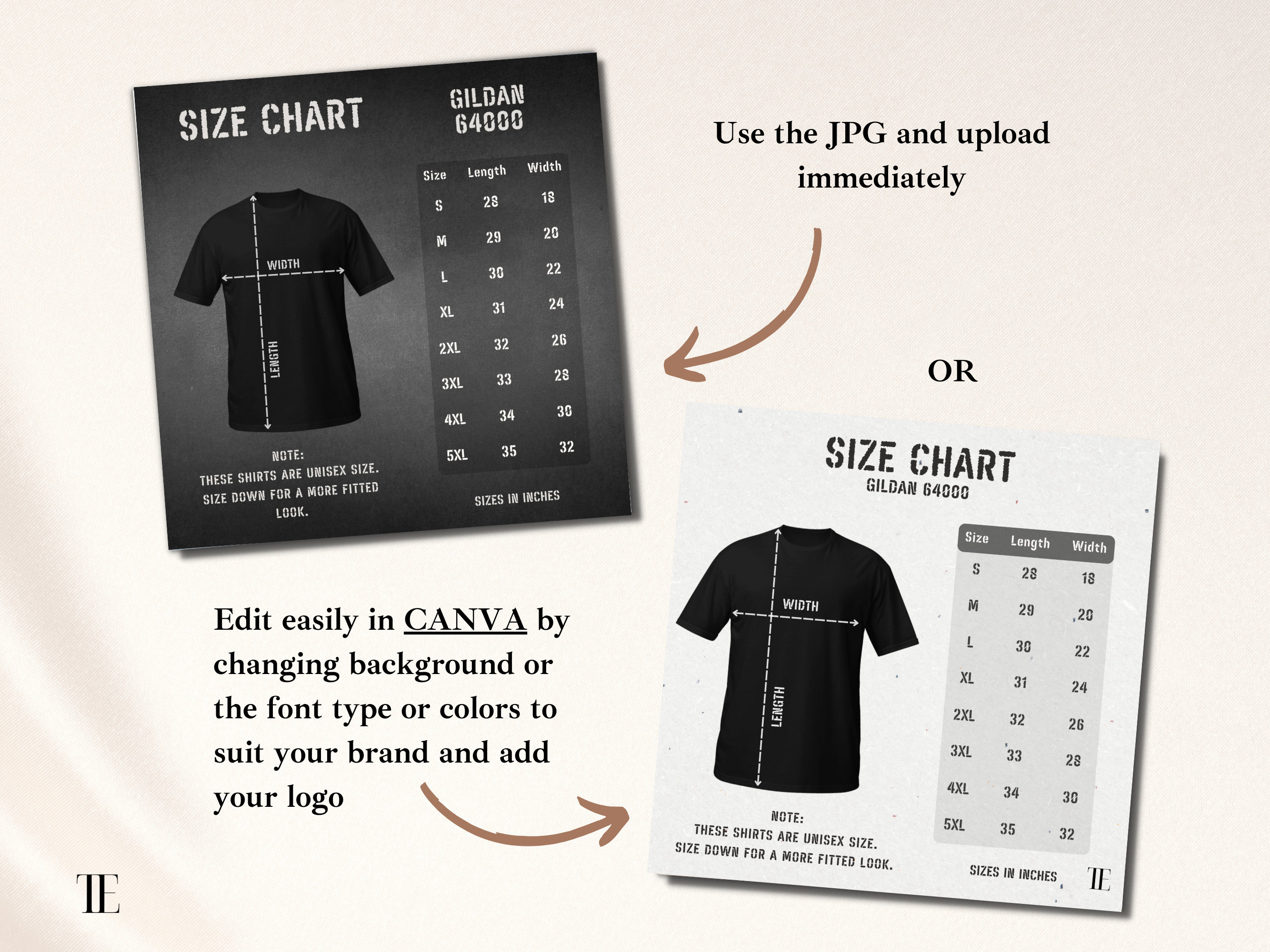 Gildan 64000 Size Chart Mockup, Flatlay White Tshirt Mockup Gildan T ...