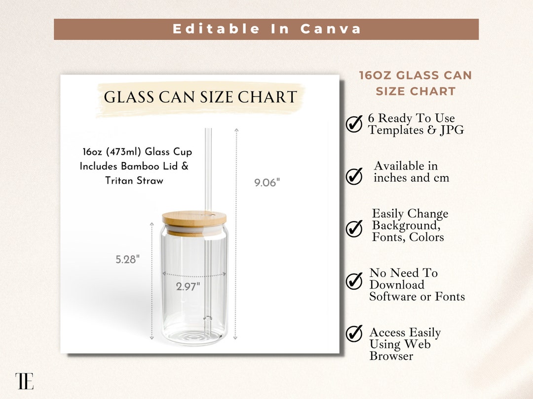 16oz Sipper Glass Size Chart Clear Libbey Glass Can Mock up With Bamboo ...