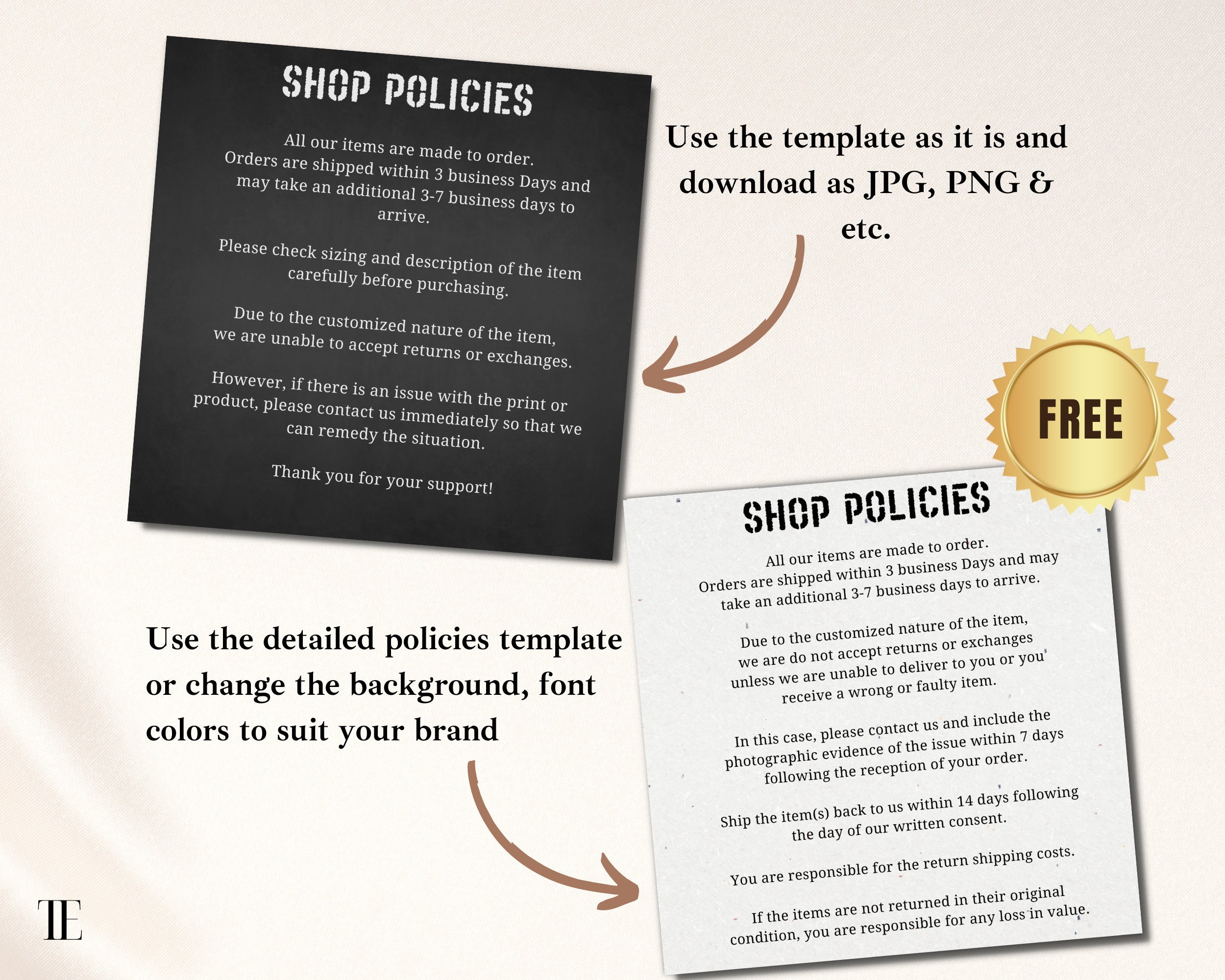 Etsy Listing Template Shop Policy for Bella Canvas, T Shirt Shop Mockup ...
