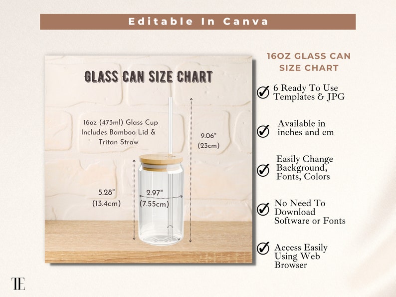 Glass Can Mockup Size Chart, 16 Oz Sipper Cup Libbey Glass Mockup ...