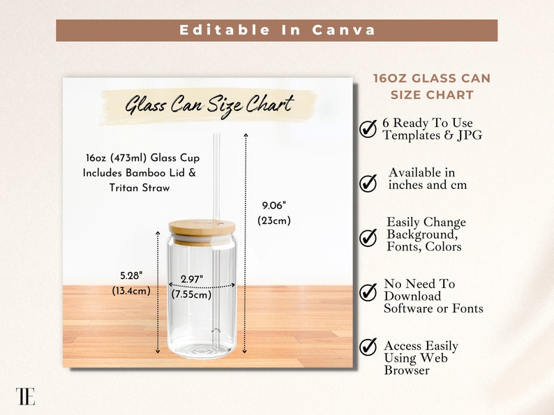 16oz Sipper Glass Size Chart, Glass Can Mockup, Libbey Glass Mockup ...