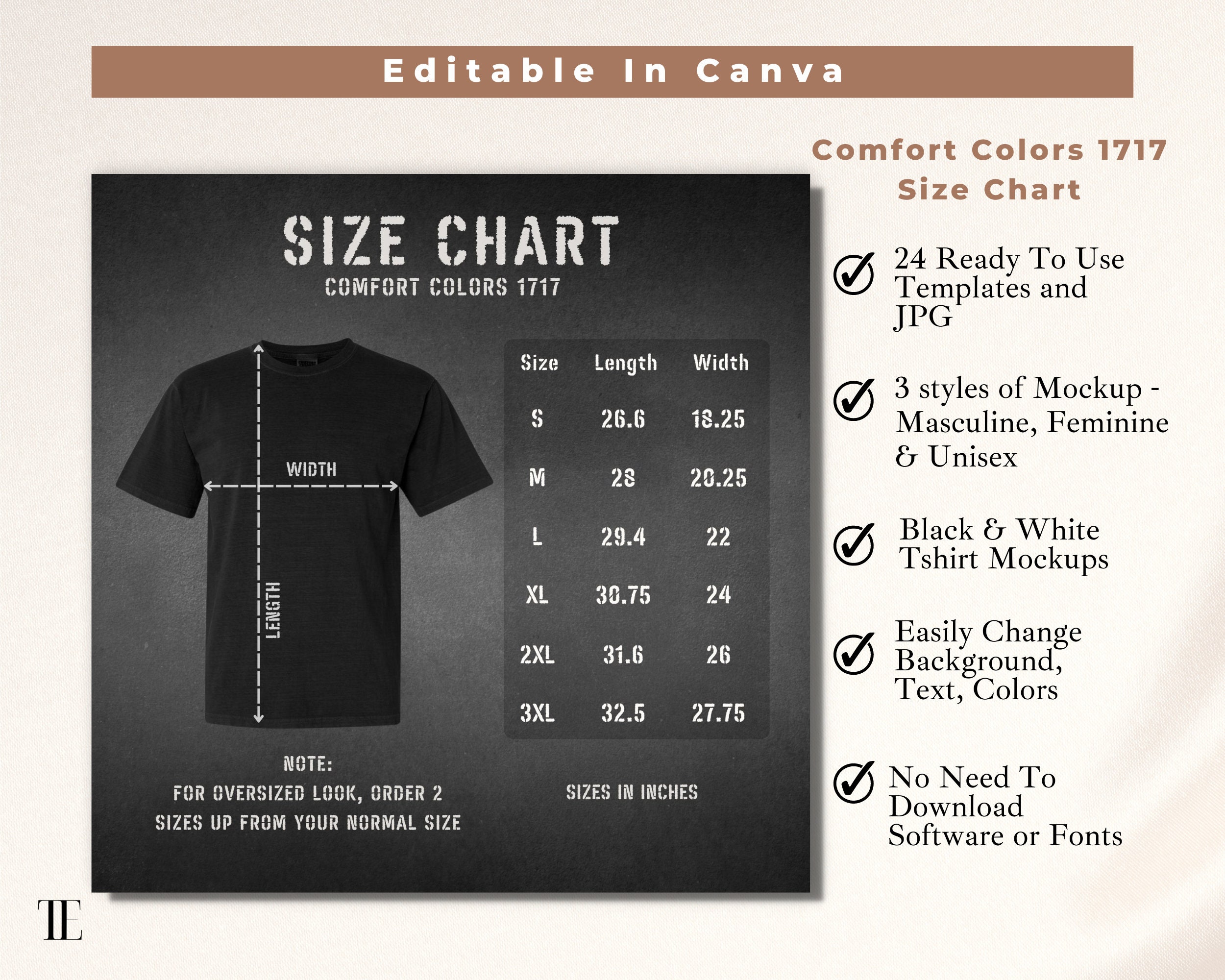 Comfort Colors Size Chart 1717 Men Flatlay Mockup Bundle Comfort Color ...