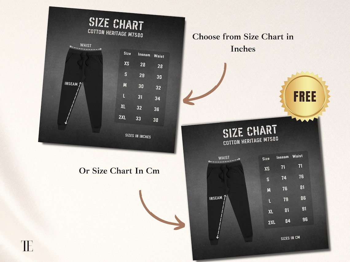 Cotton Heritage M7580 Size Chart Mockup, Unisex Fleece Sweatpants Women ...