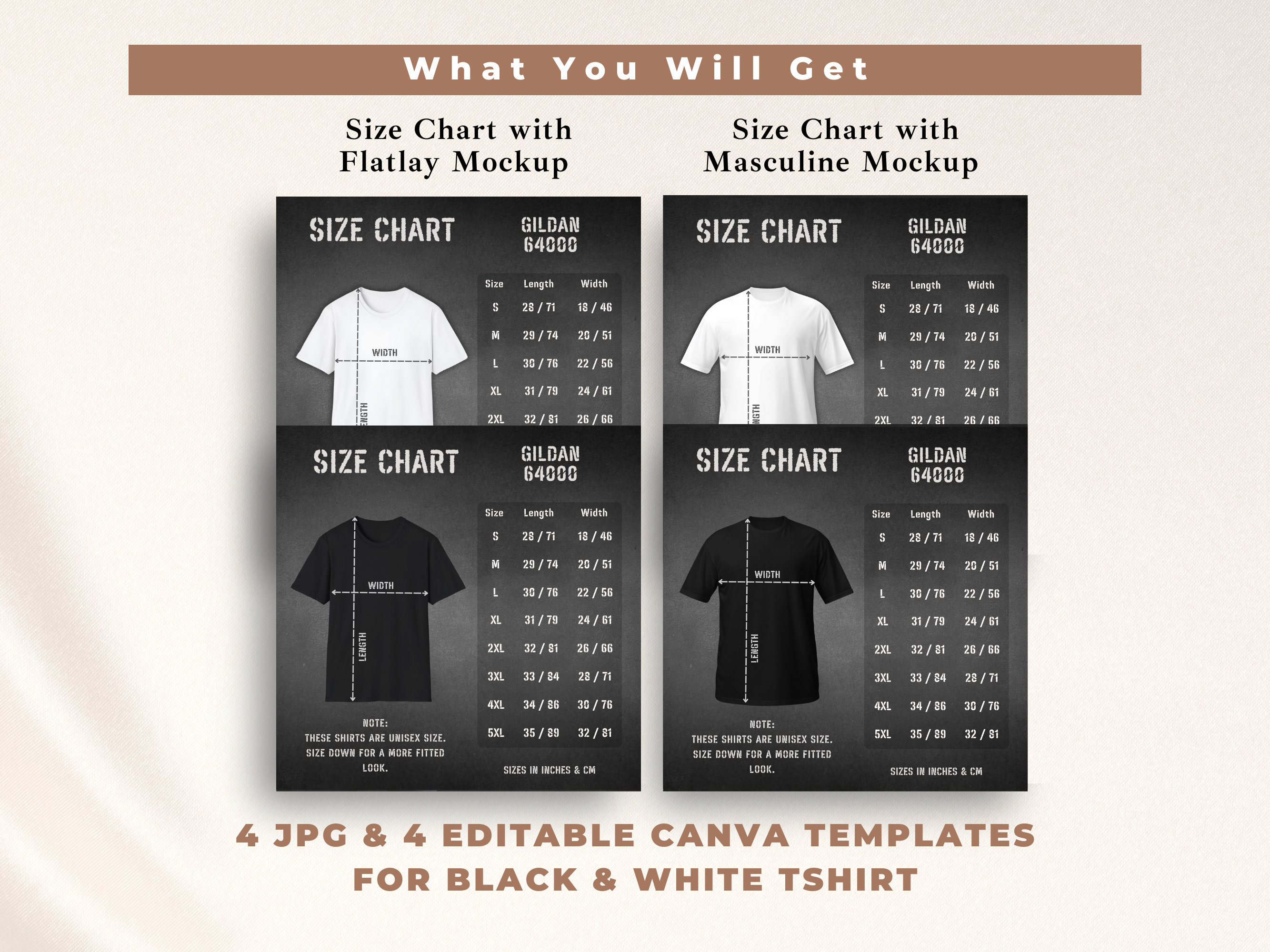 Gildan 64000 Size Chart T-shirt Mockup Unisex Softstyle Tee Size Chart ...