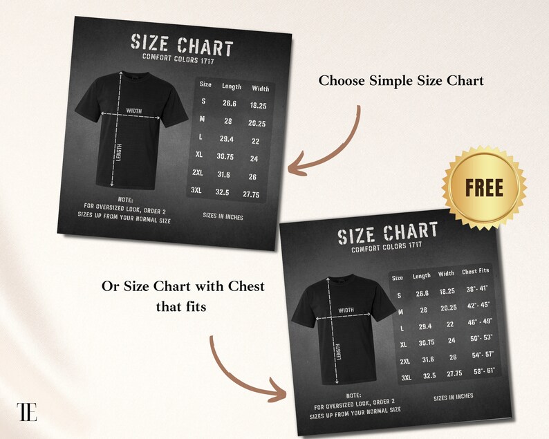 Comfort Colors Size Chart C1717 Size Guide Flatlay Black Tshirt Comfort ...