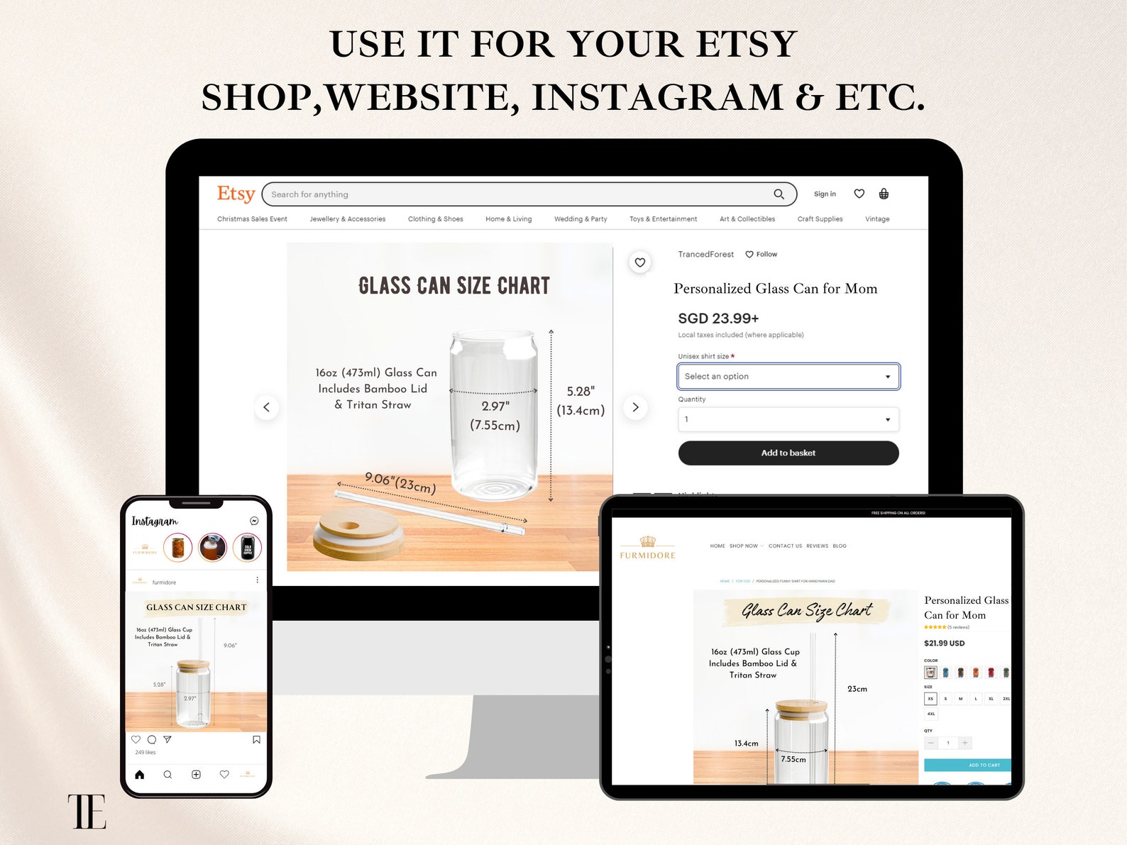 16oz Sipper Glass Size Chart, Glass Can Mockup, Libbey Glass Mockup ...