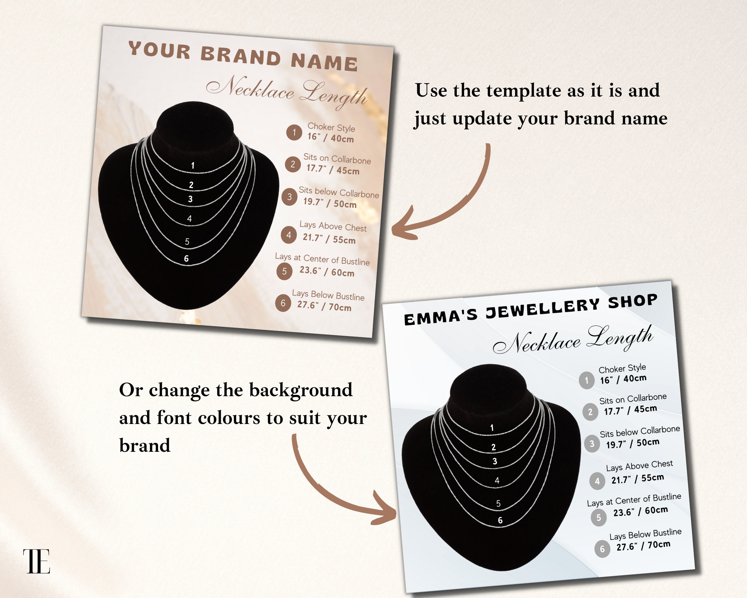 Necklace Length Size , Editable Necklace Reference Guide Template ...