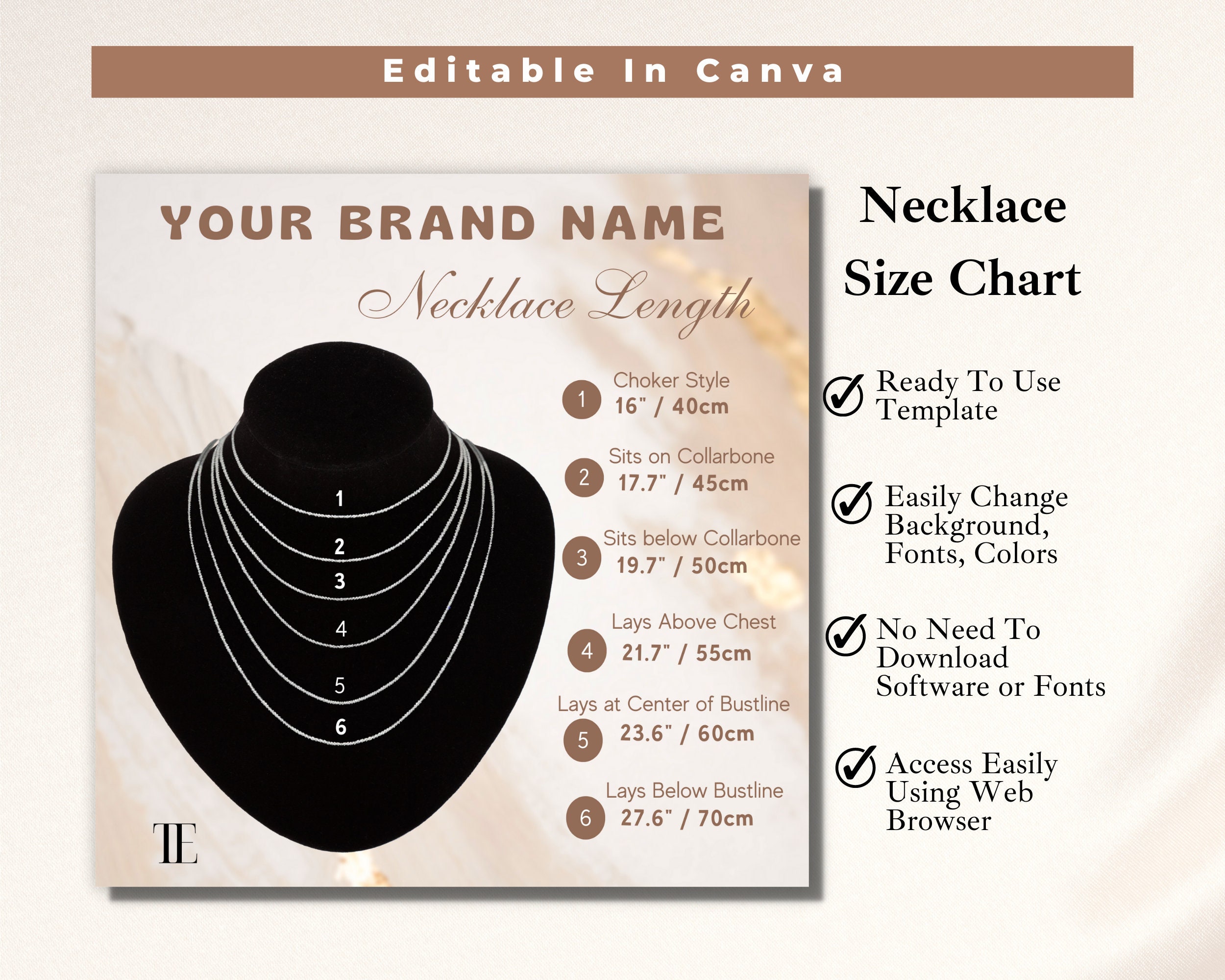 Necklace Length Size , Editable Necklace Reference Guide Template ...