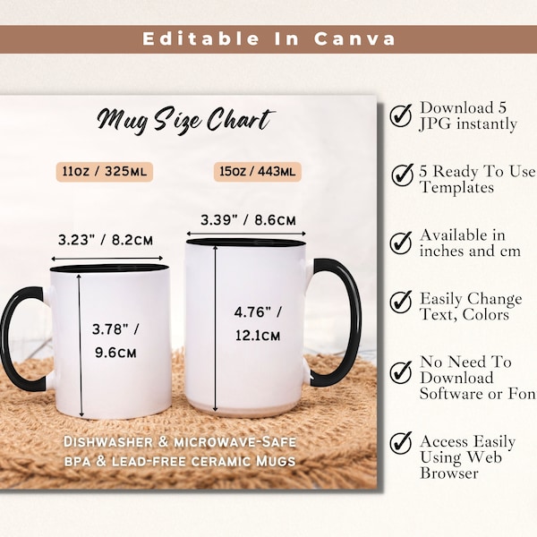 Coffee Mug Size Chart - Etsy