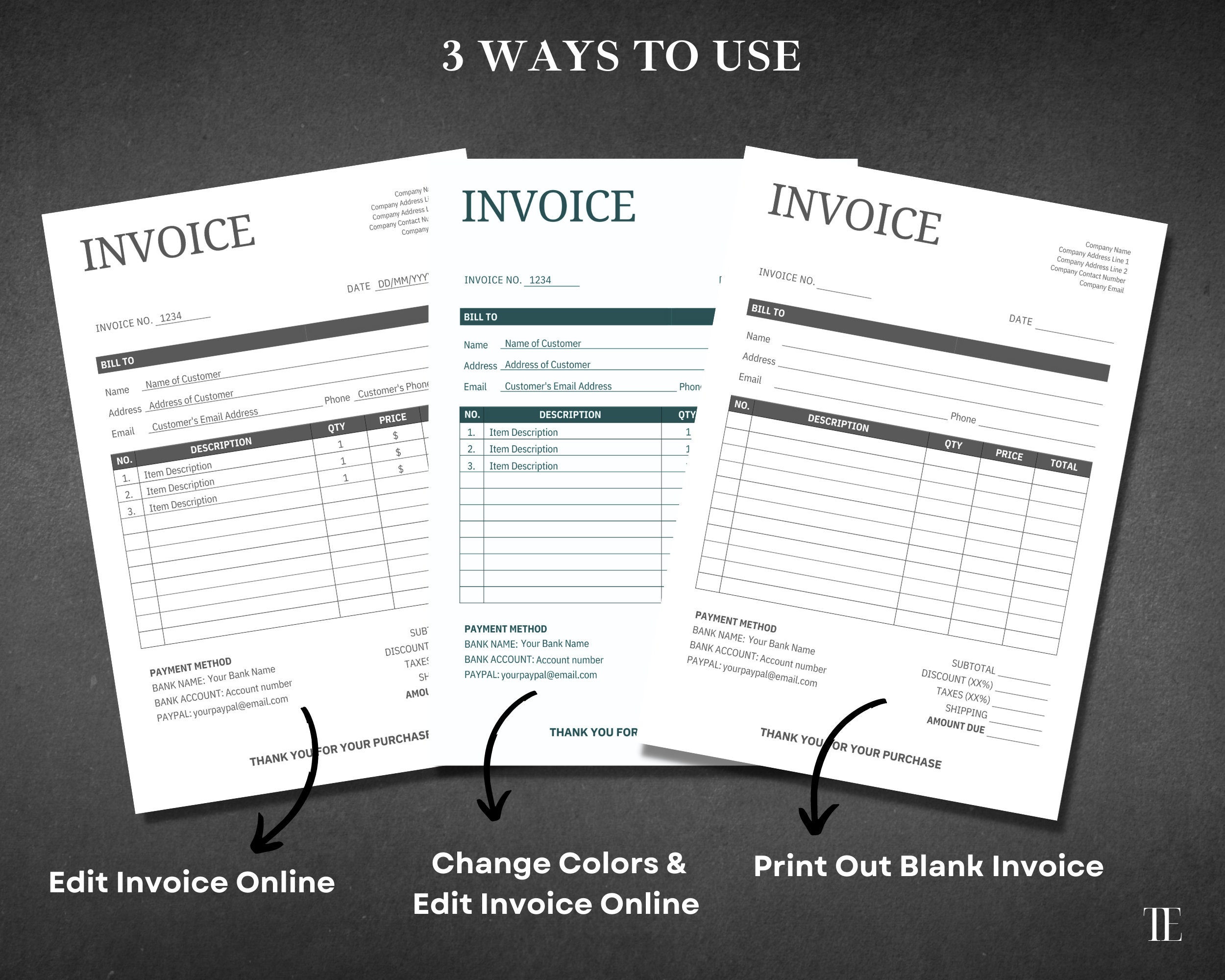 Minimalist Invoice Template for Small Business, Invoice Template Word ...