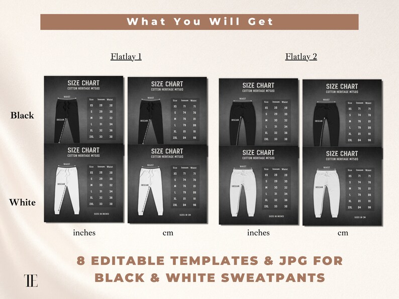 Cotton Heritage M7580 Size Chart Mockup, Unisex Fleece Sweatpants Women ...