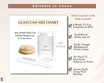 Glass Can Mockup Size Chart, 16 Oz Sipper Cup Libbey Glass Mockup ...