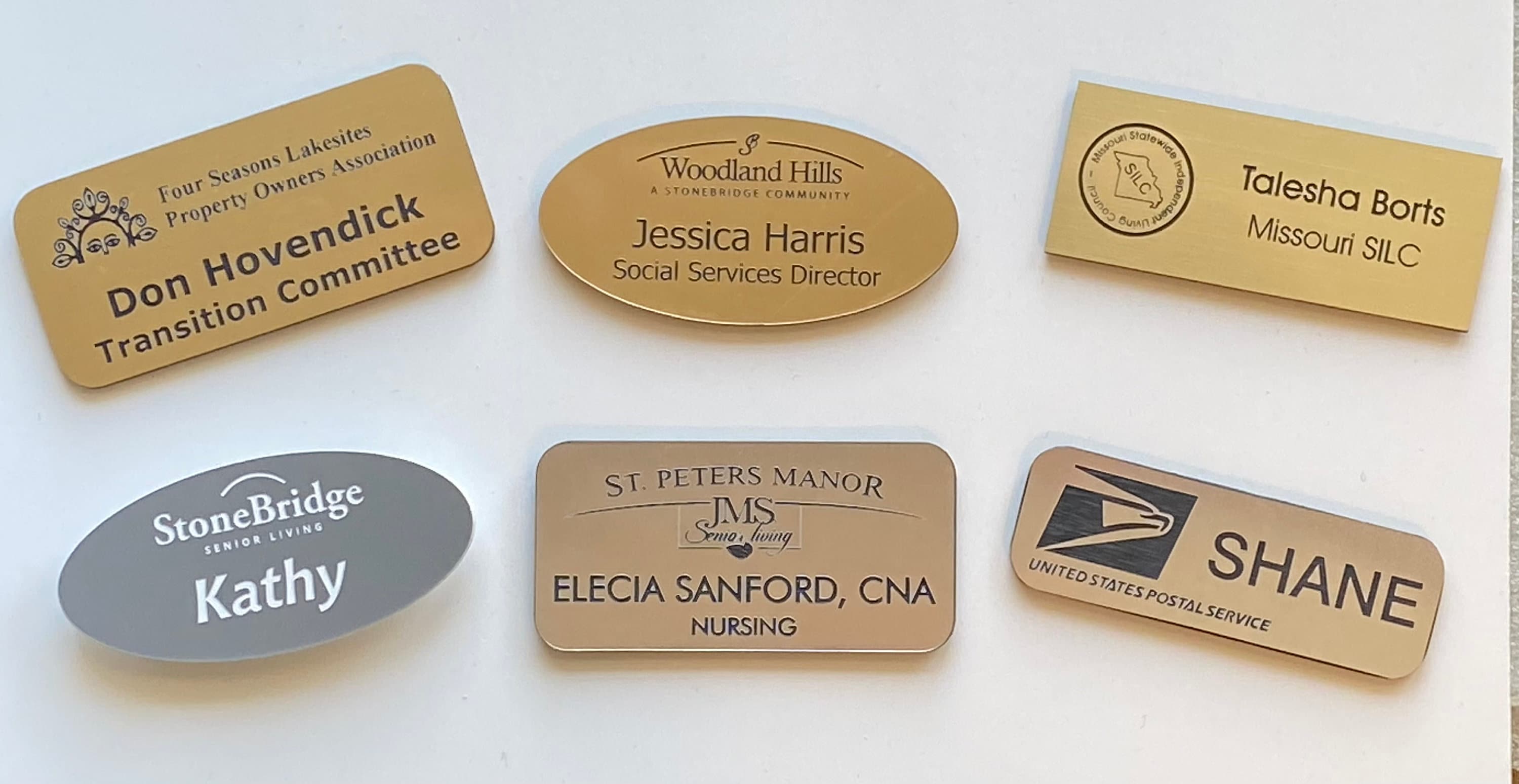 Name Badges Custom Engraved Full Color UV Print Magnet or Pin Work ...
