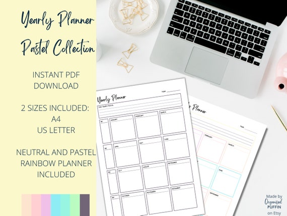 Yearly Planner Printable Undated Yearly Overview Planner - Etsy