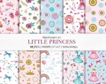 Pink Crown Digital Paper - Etsy