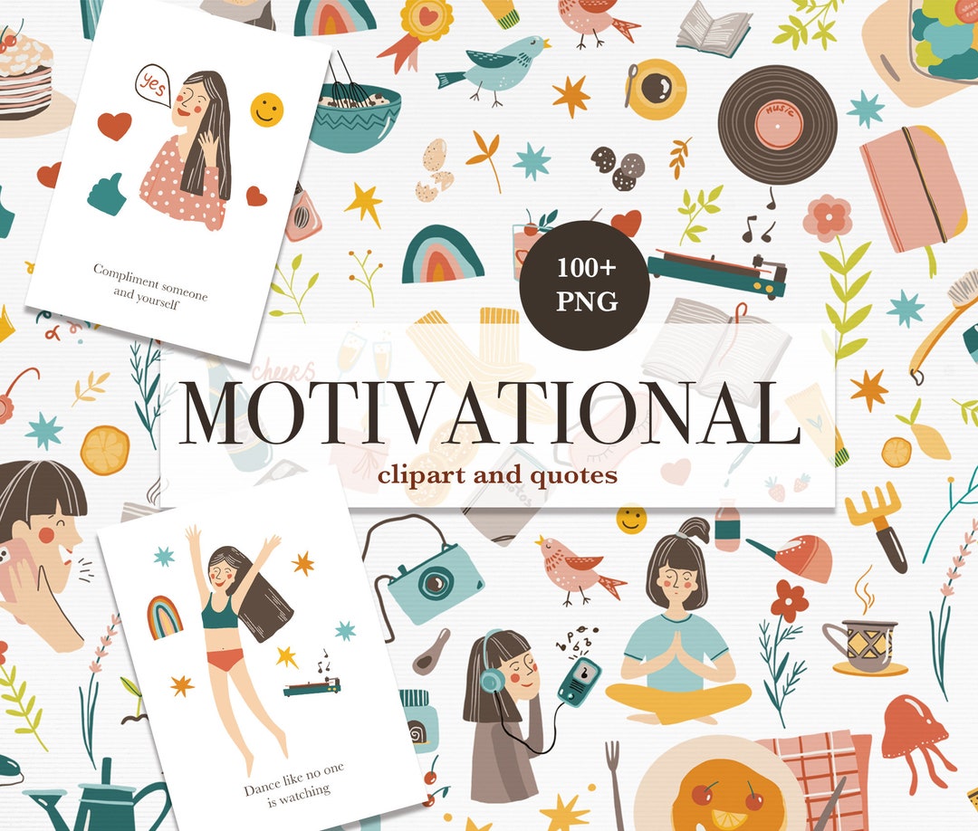 Motivational Mental Self Care Clipart, Mindfulness Clipart, Self Love ...