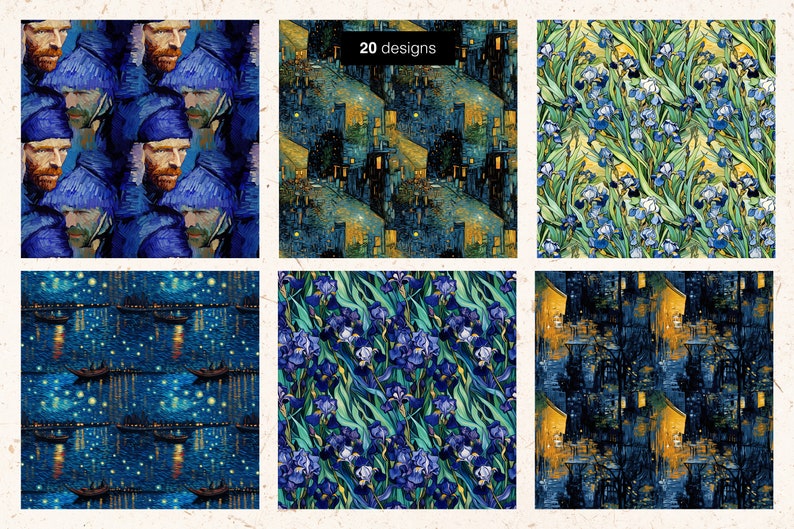 Vincent Van Gogh Print SEAMLESS Patterns Almond Blossom - Etsy