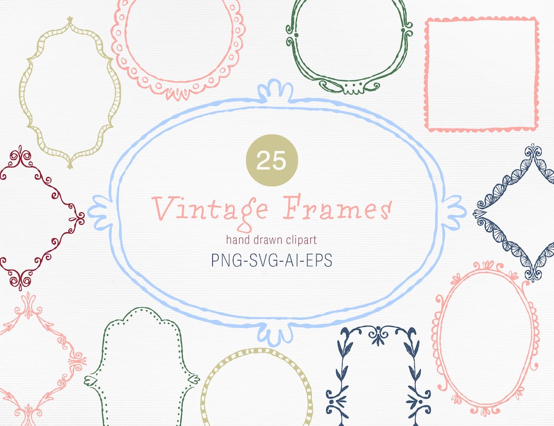 Hand-drawn Vintage Frames Clipart | Ornate Borders (PNG SVG EPS) - Etsy