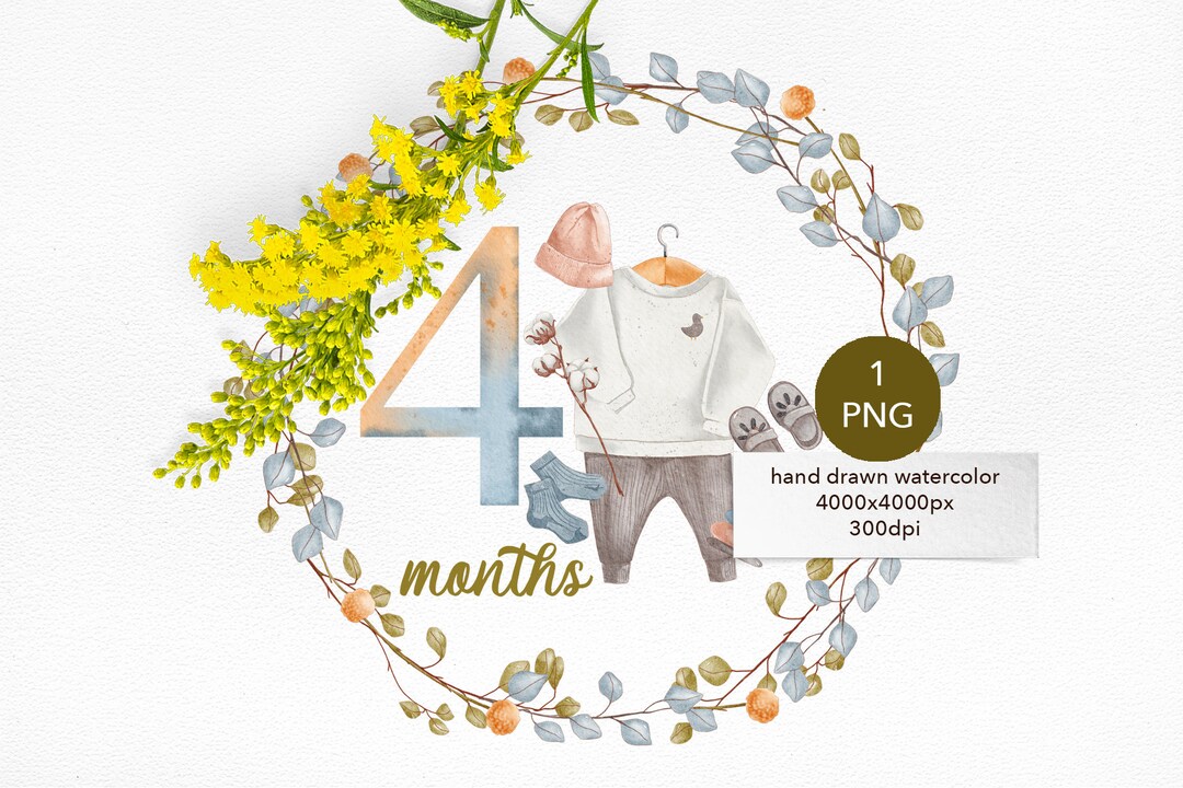 4 Four Months Baby Anniversary Clipart Metrics, Baby Shower Clip Art ...