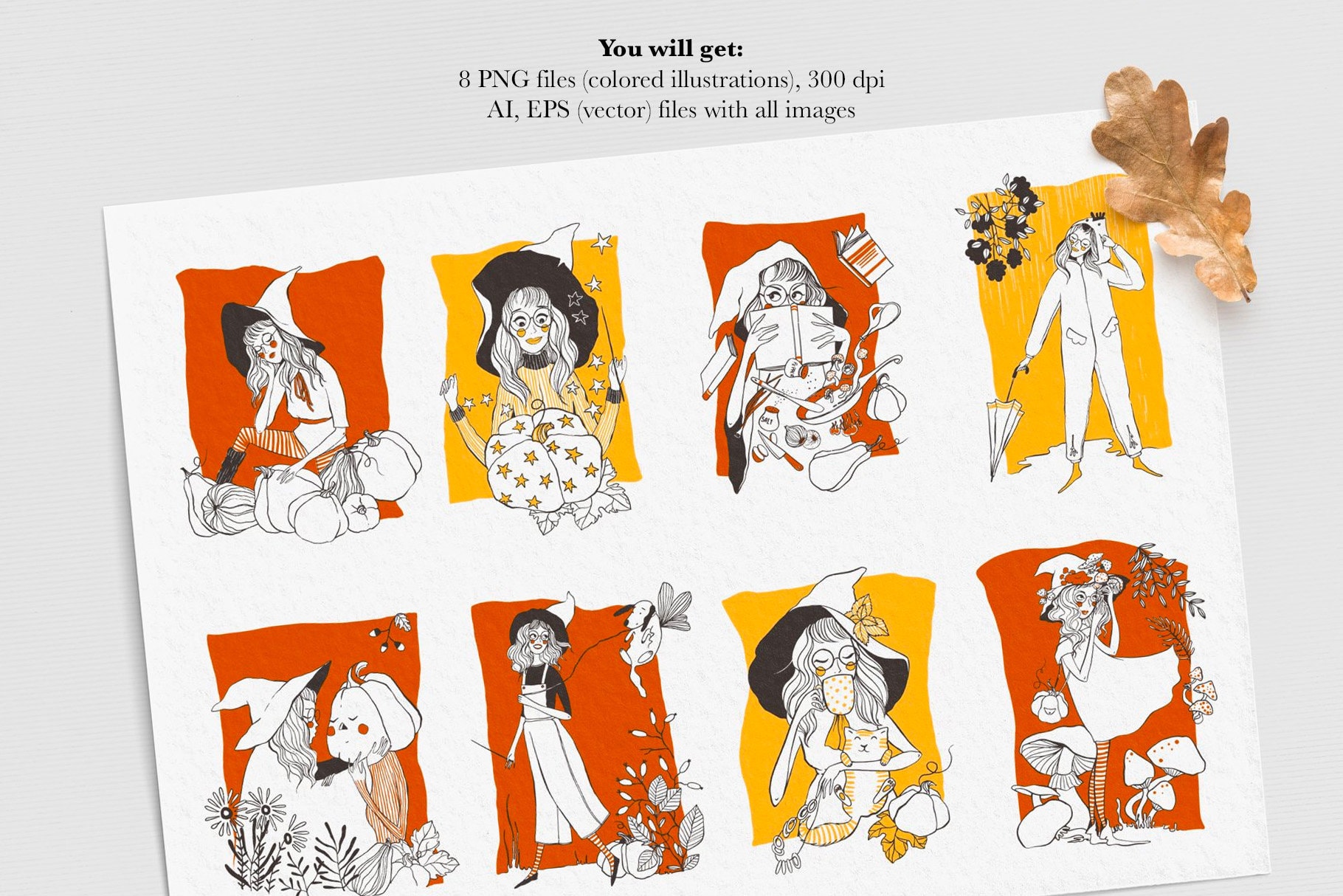 Witches Characters, Halloween Clip Art, Vector Witch Clip Art, Autumn ...