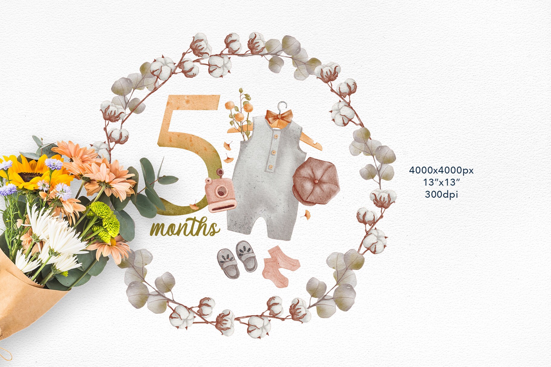 5 Five Months Baby Anniversary Clipart Metrics, Baby Shower Clip Art ...