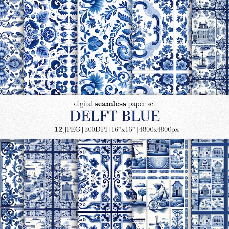 Delft Blue Fabric - Etsy