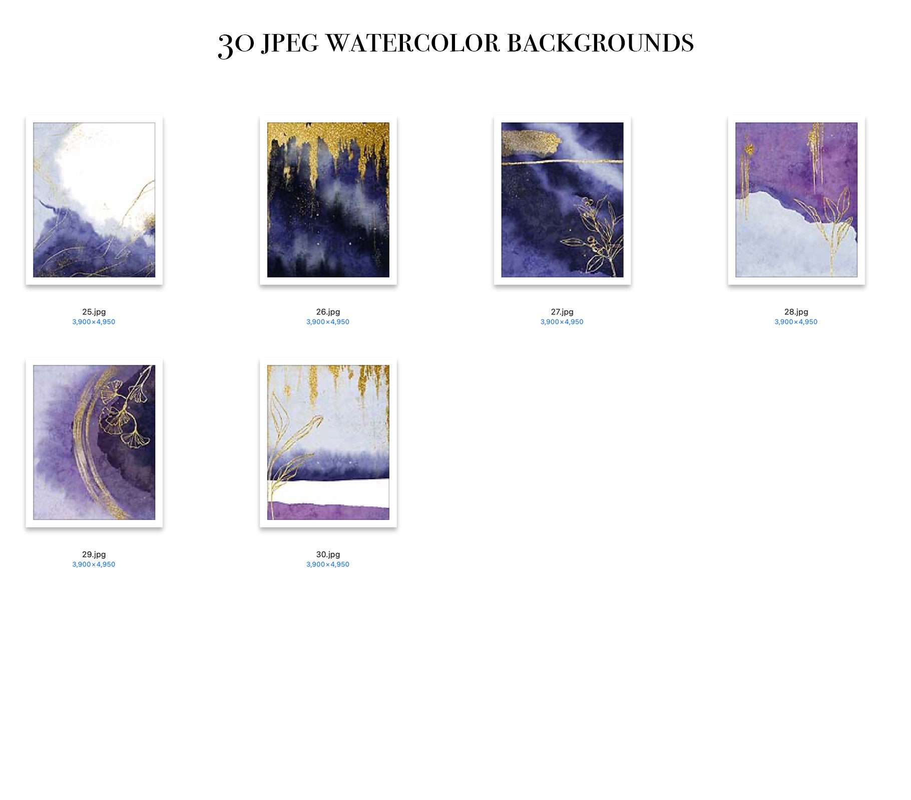 Purple Gold Watercolor Backgrounds – Elegant Digital Papers, Abstract ...