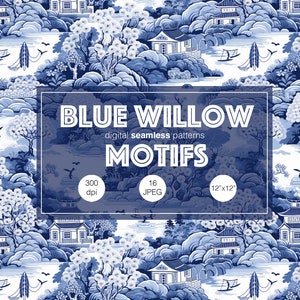Blue Willow SEAMLESS Patterns, China Motifs Digital Papers Download ...