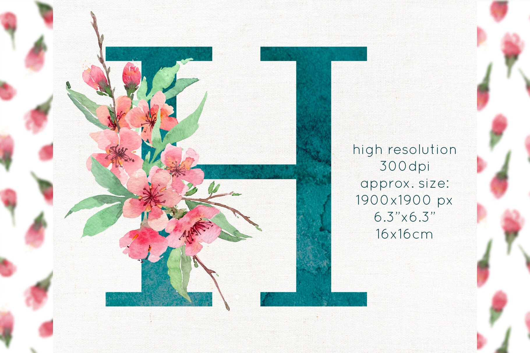 Cherry Blossom Alphabet Clipart Watercolor Floral Letters Wedding ...