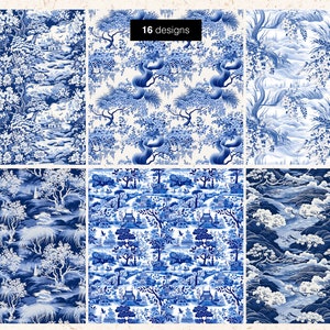 Blue Willow SEAMLESS Patterns, China Motifs Digital Papers Download ...