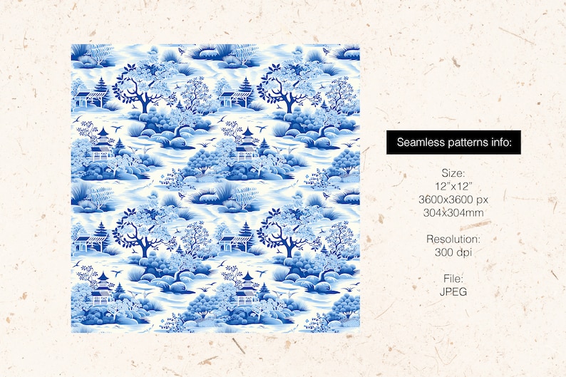 Blue Willow SEAMLESS Patterns, China Motifs Digital Papers Download ...