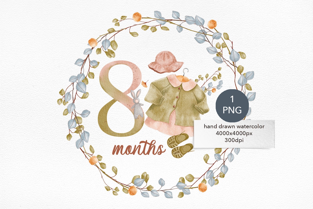 8 Eight Months Baby Anniversary Clipart Metrics, Baby Shower Clip Art ...