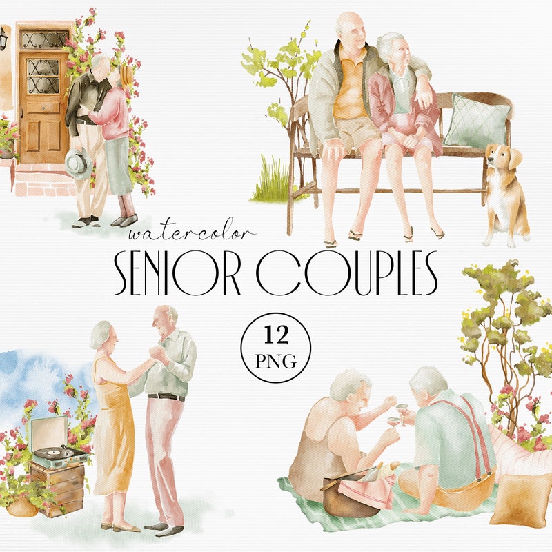 Elderly Valentine Clipart - Etsy