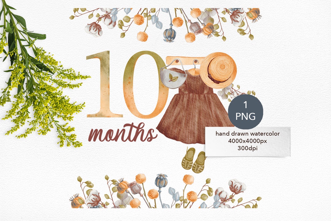 10 Ten Months Baby Anniversary Clipart Metrics, Baby Shower Clip Art ...