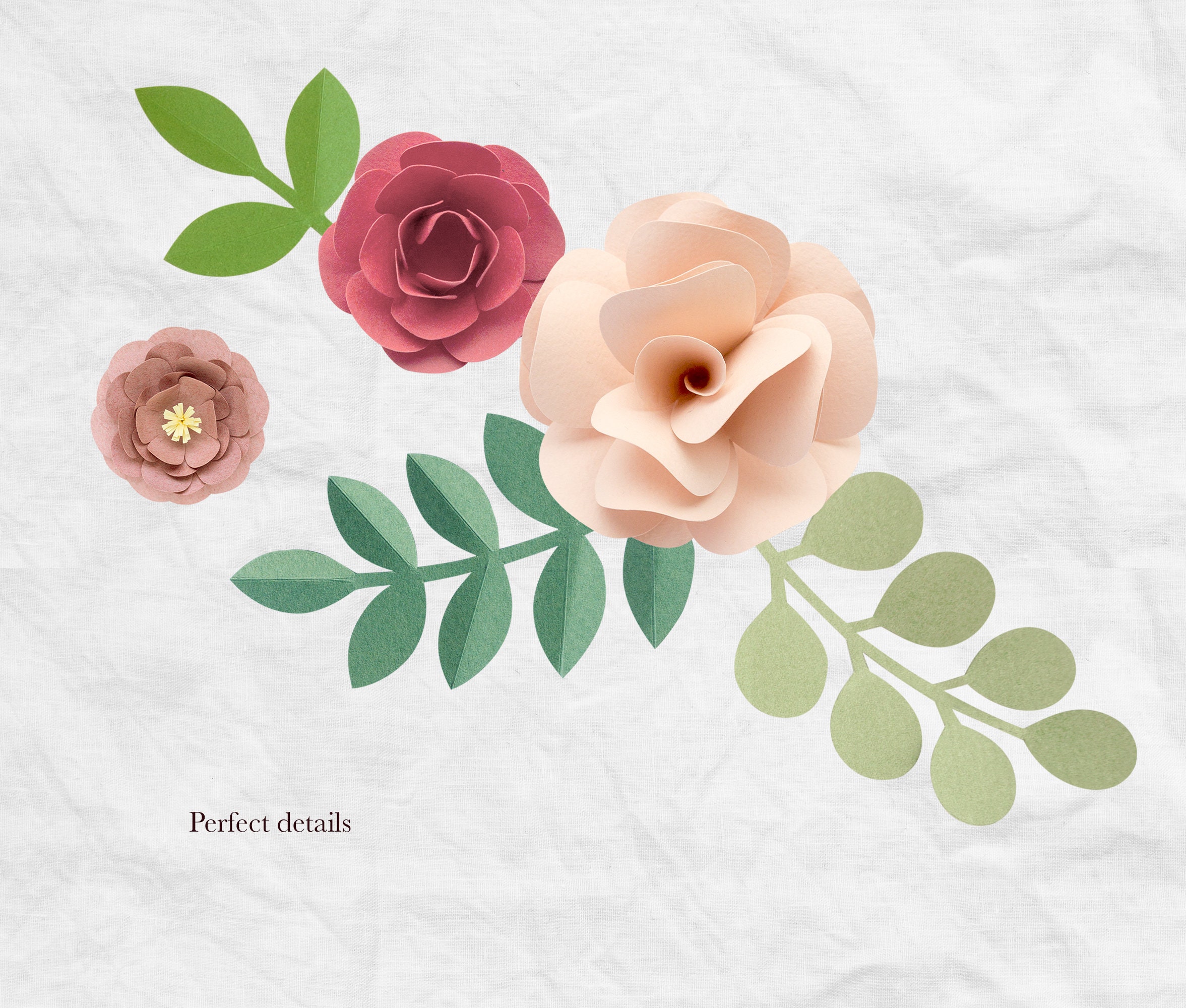 Floral Paper Cut Clip Art, Paper Flowers & Leaves Clip Art, Origami ...