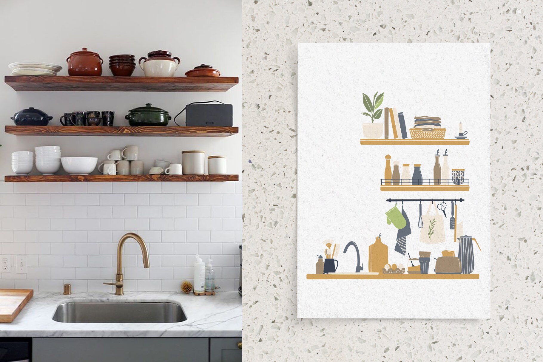 Vector Kitchen Clipart, Pre-made Kitchen Scenes Design, Furniture ...