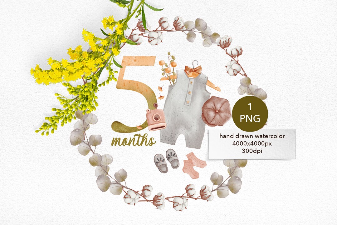 5 Five Months Baby Anniversary Clipart Metrics, Baby Shower Clip Art ...