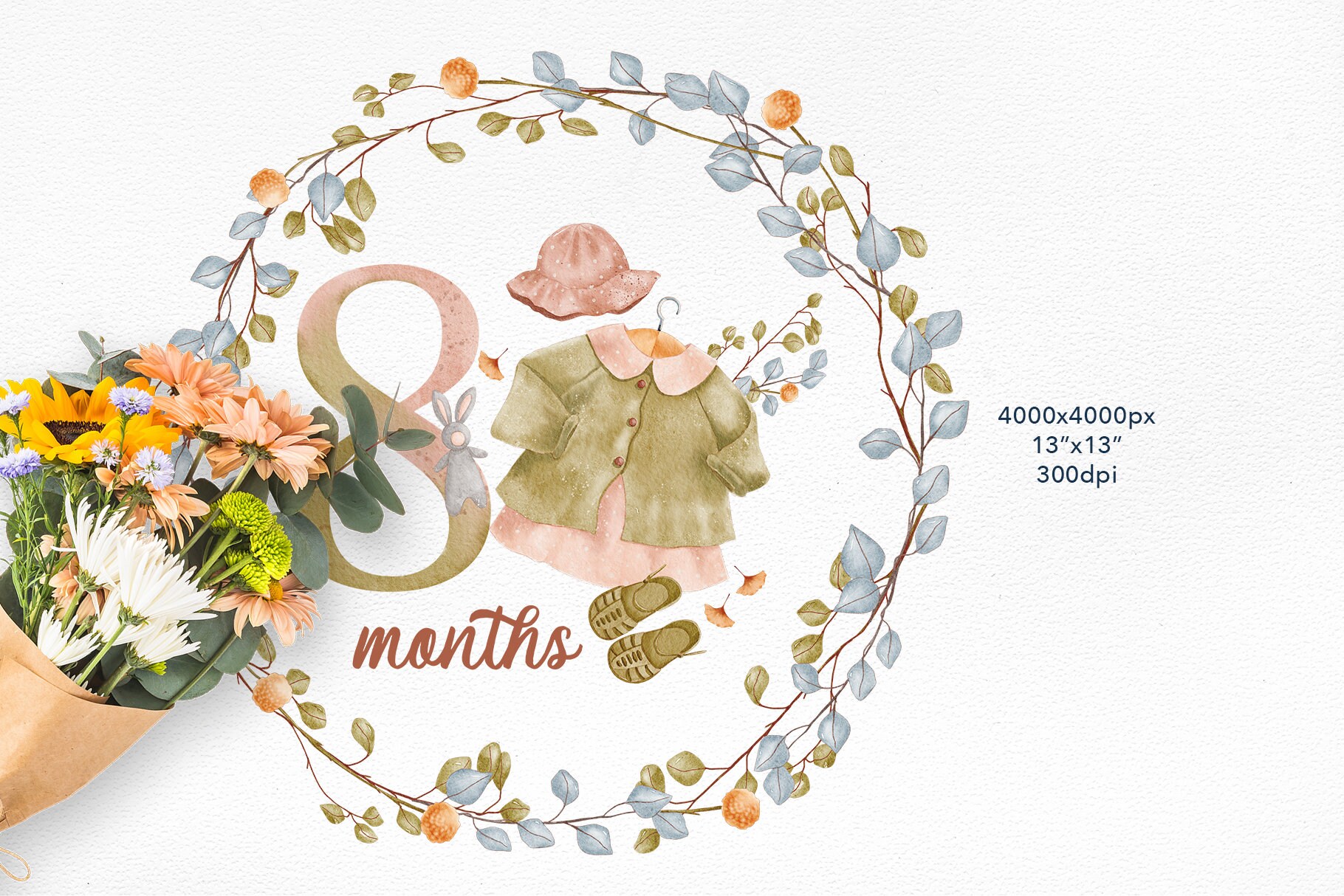 8 Eight Months Baby Anniversary Clipart Metrics, Baby Shower Clip Art ...