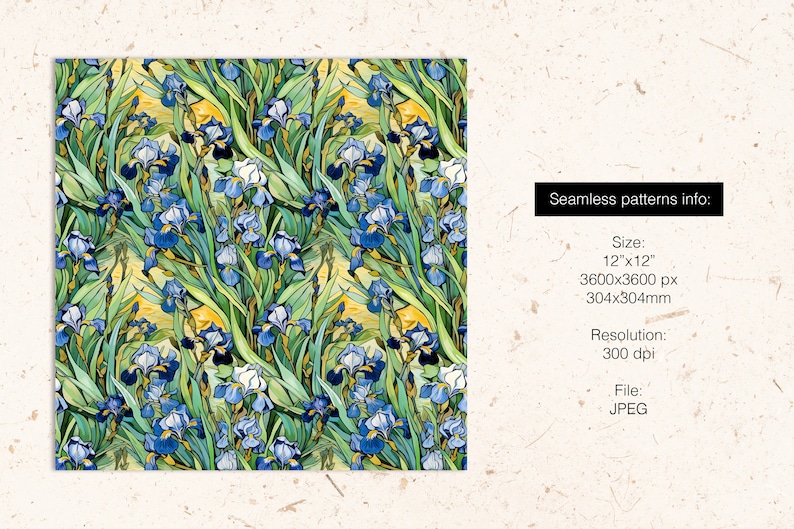 Vincent Van Gogh Print SEAMLESS Patterns, Almond Blossom Digital Papers ...