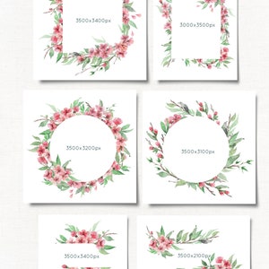 Spring Blooming Watercolor Floral Clipart Frames Borders Wreaths ...