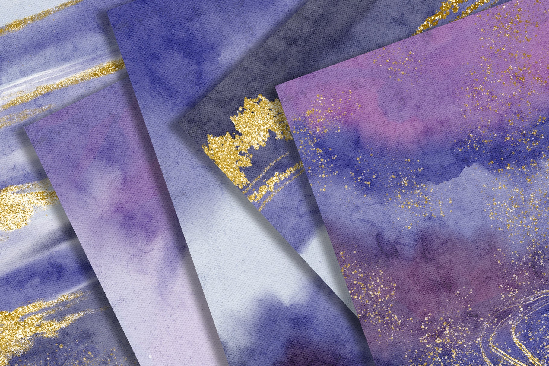 Purple Gold Watercolor Backgrounds – Elegant Digital Papers, Abstract ...