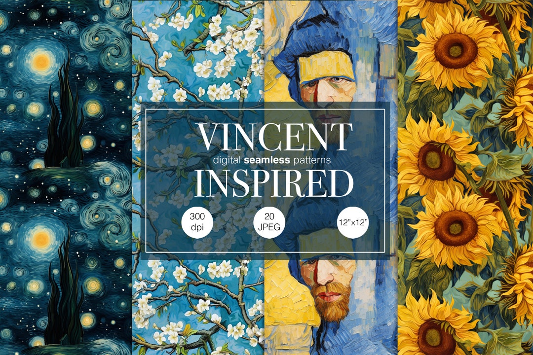 Vincent Van Gogh Print SEAMLESS Patterns, Almond Blossom Digital Papers ...