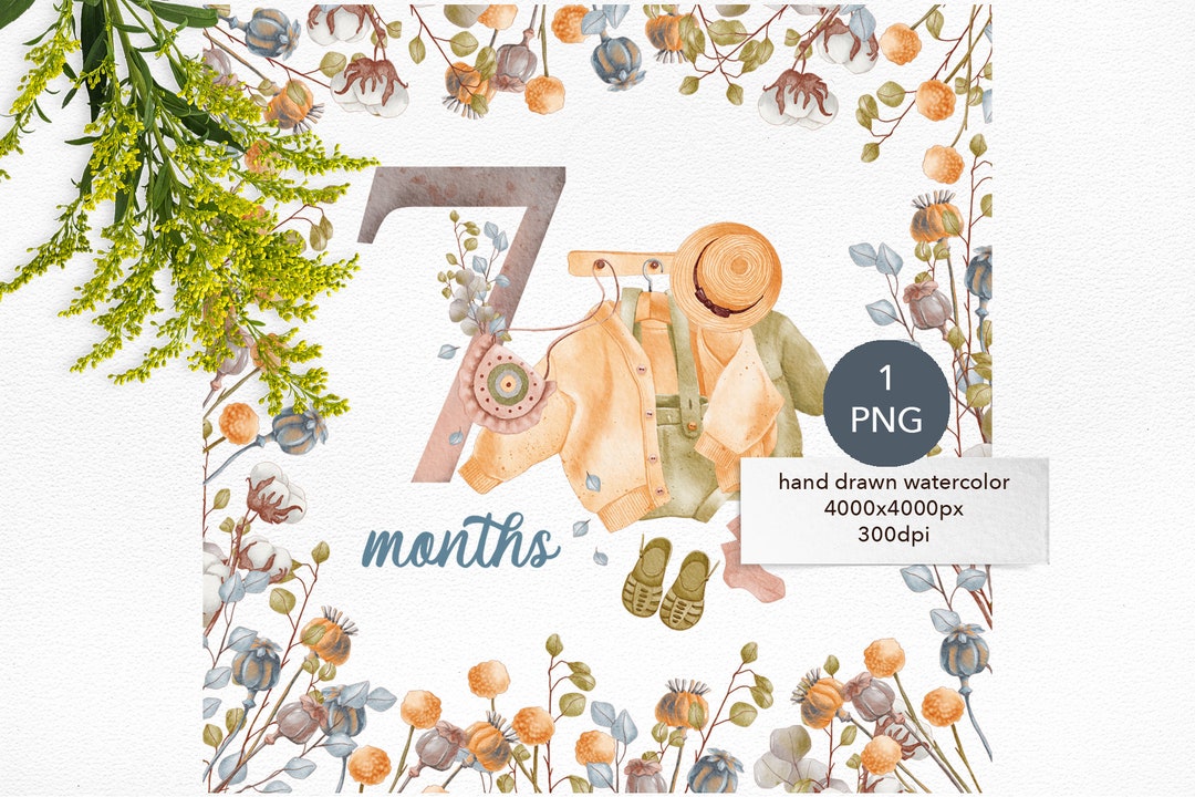 7 Seven Months Baby Anniversary Clipart Metrics, Baby Shower Clip Art ...