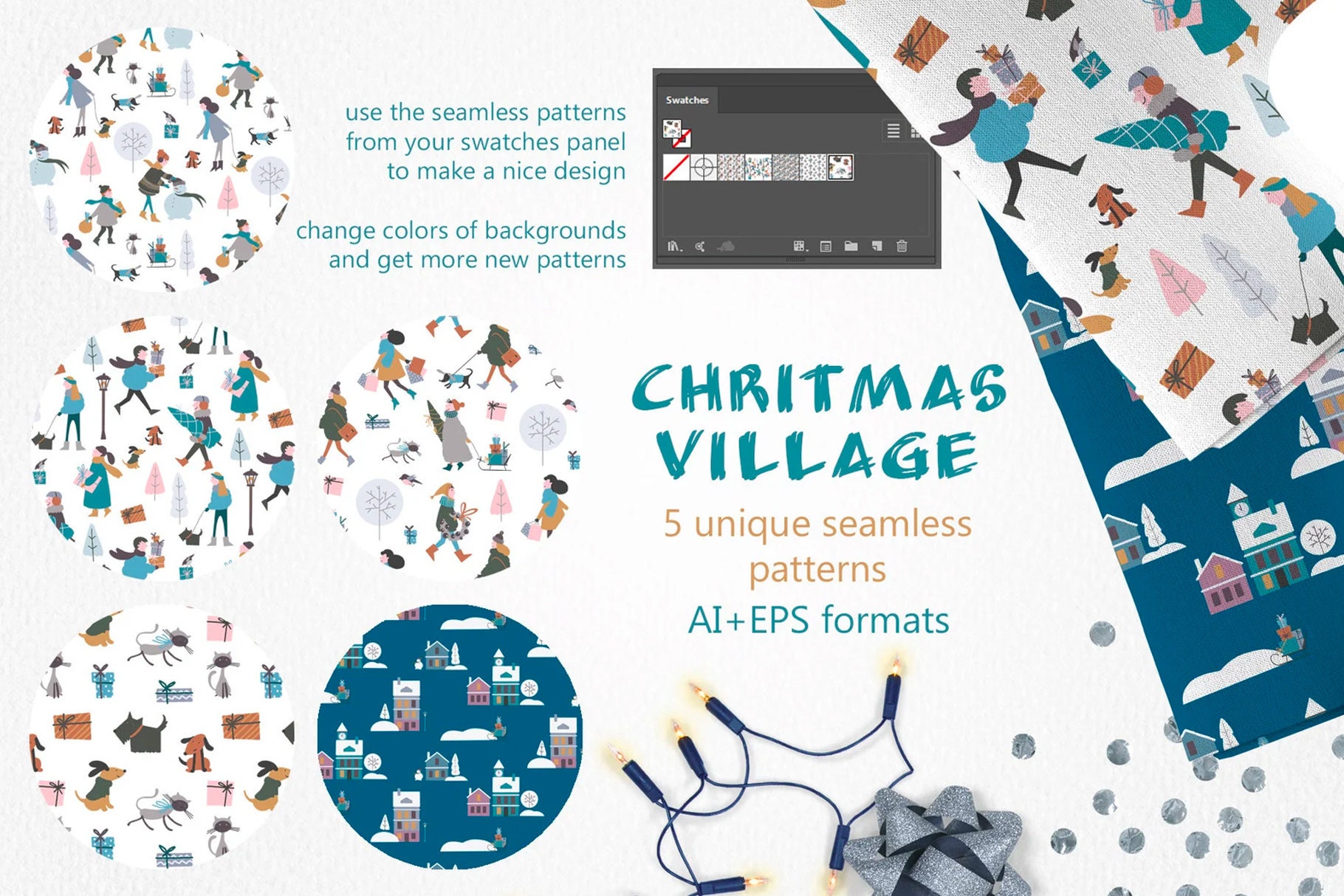 Vector Christmas Village Clipart Winter Activities People Holiday Clip ...