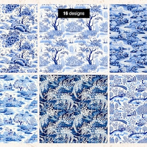 Blue Willow SEAMLESS Patterns, China Motifs Digital Papers Download ...