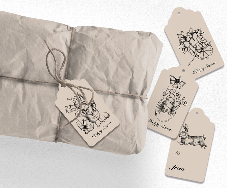 Easter Gift Tags, Bunny Basket Label, Vintage Easter Tags, Royal Easter ...