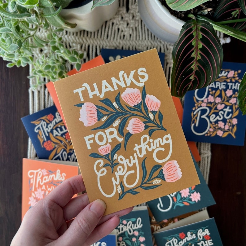 Thank You Card Set Hand Lettered Thank You Card Set Vintage - Etsy