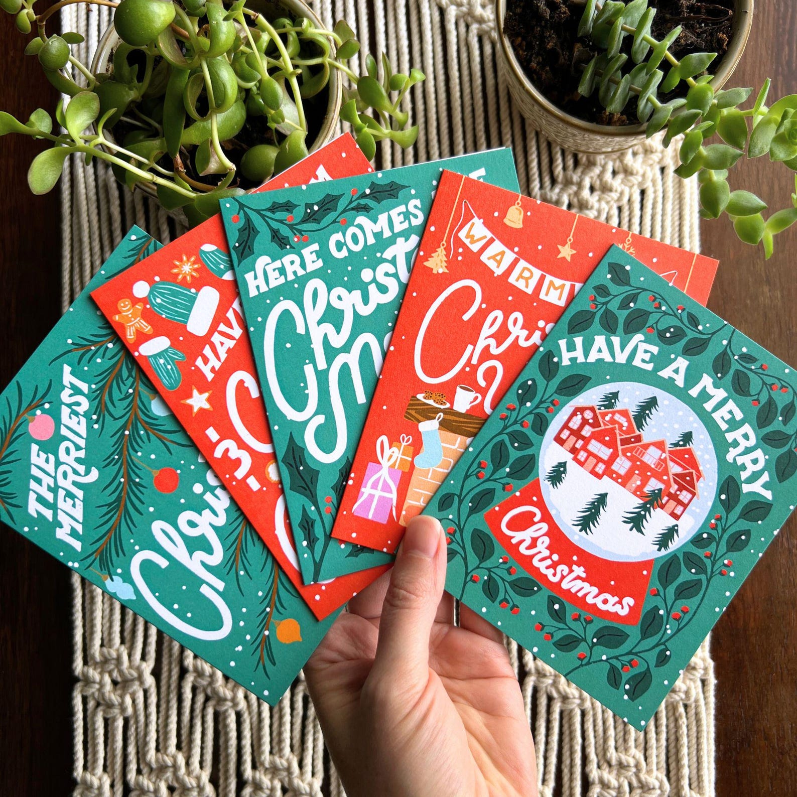 Vintage Inspired Holiday Card Pack Illustrated Christmas or Winter ...